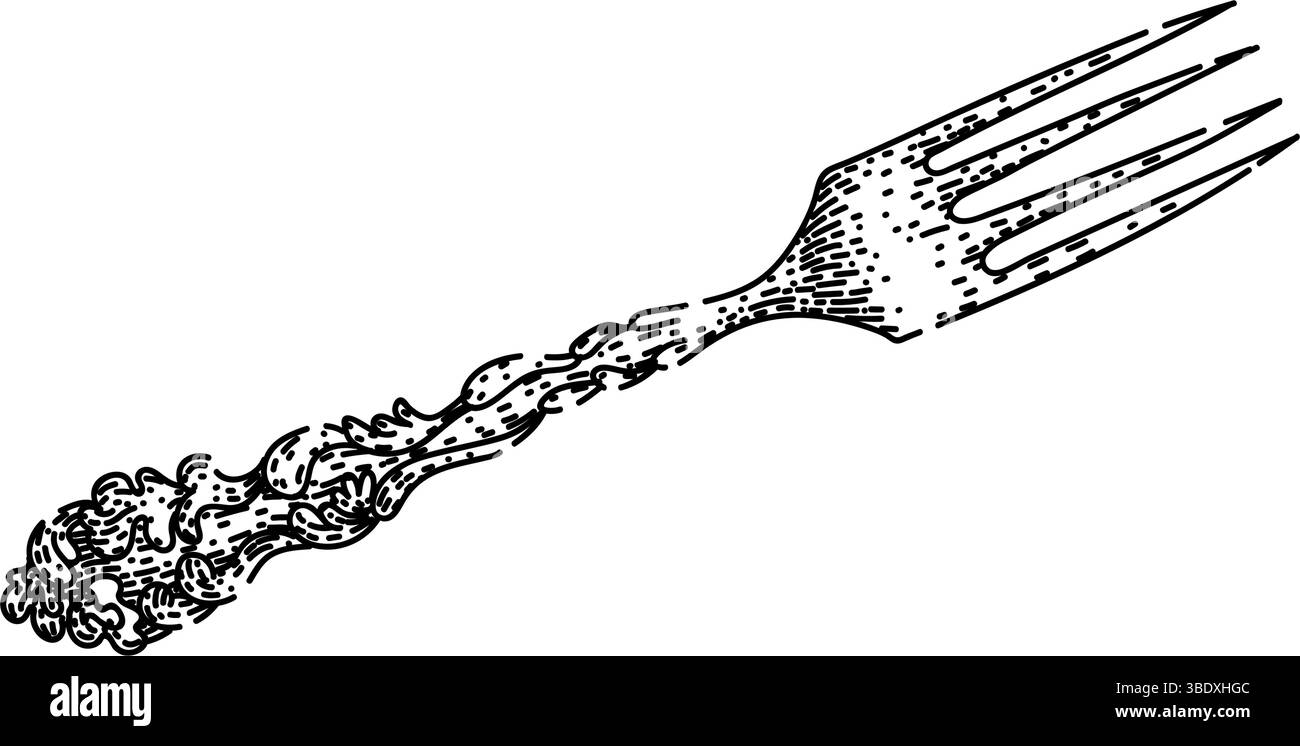 dining fork engraved silver sketch hand drawn vector Stock Vector Image ...