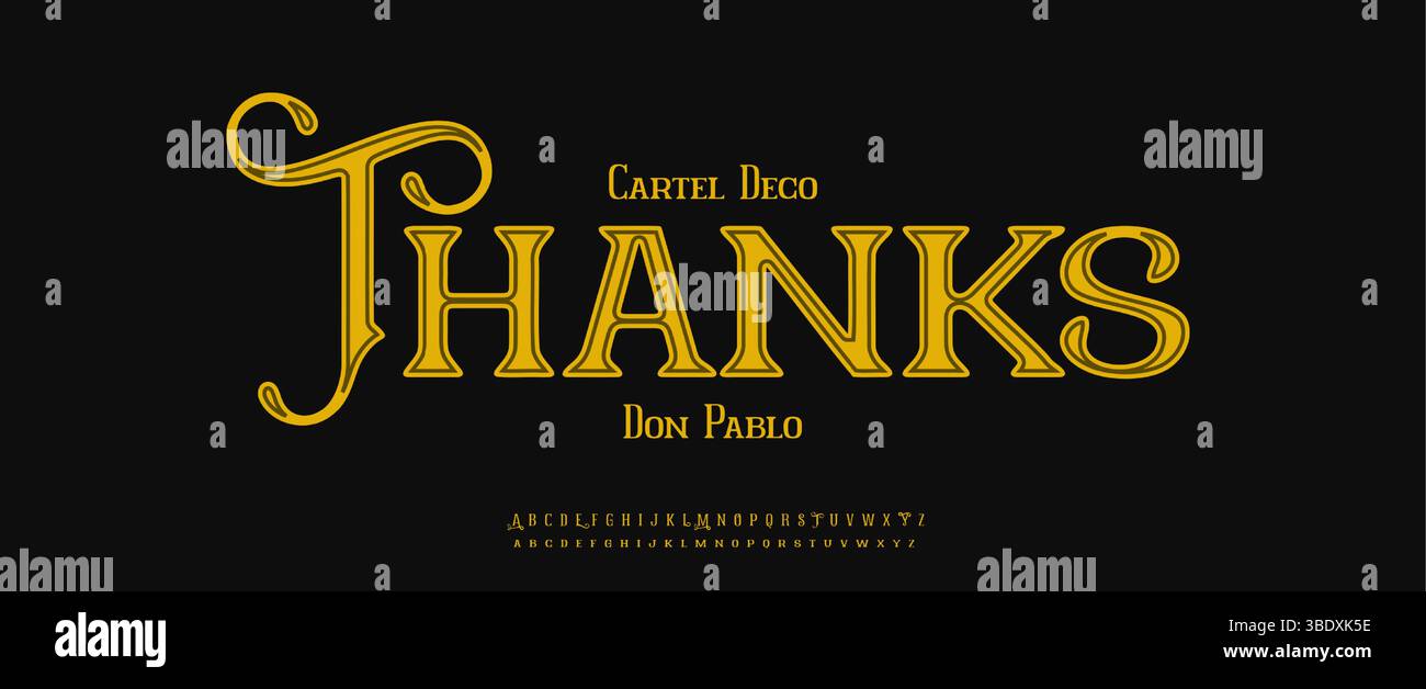 Thanks for subscribers, vintage ornate serif text in cartel deco style ...
