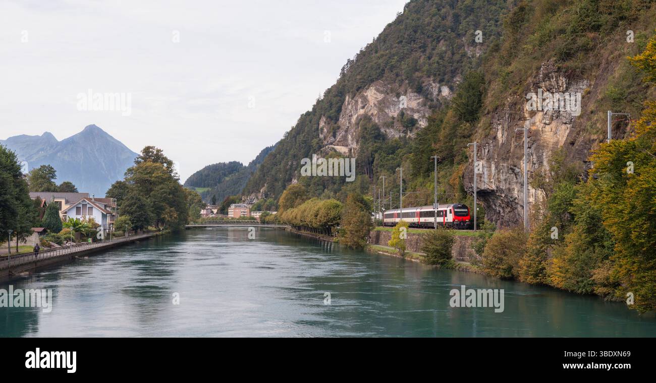 SBB IC 2000 push pull double deck Intercity train running alongside the ...