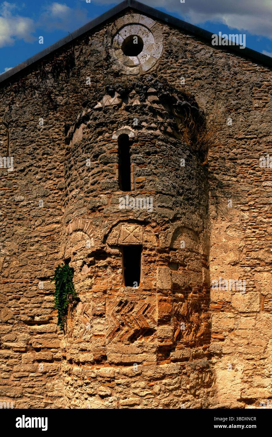 Byzantine stonework and typical herringbone brickwork glow orange in ...