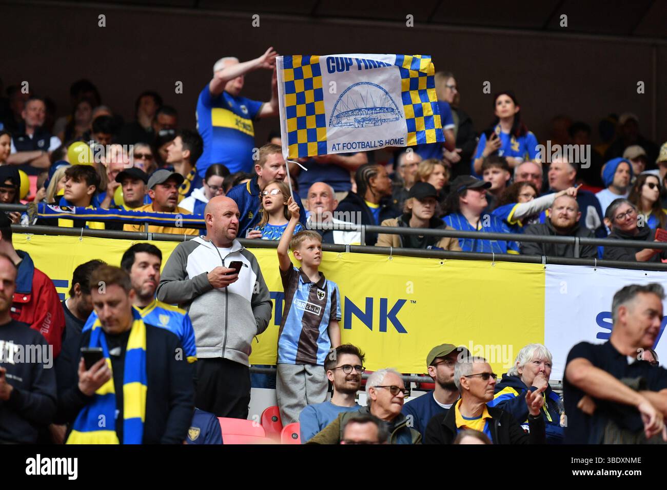 London, England. 26th May 2025. AFC Wimbledon supporters before the Sky ...