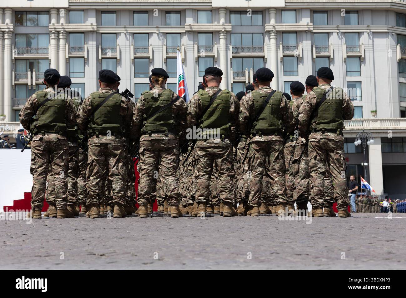 Tbilisi, Georgia. 26th May, 2025. Back view of Georgian special forces ...