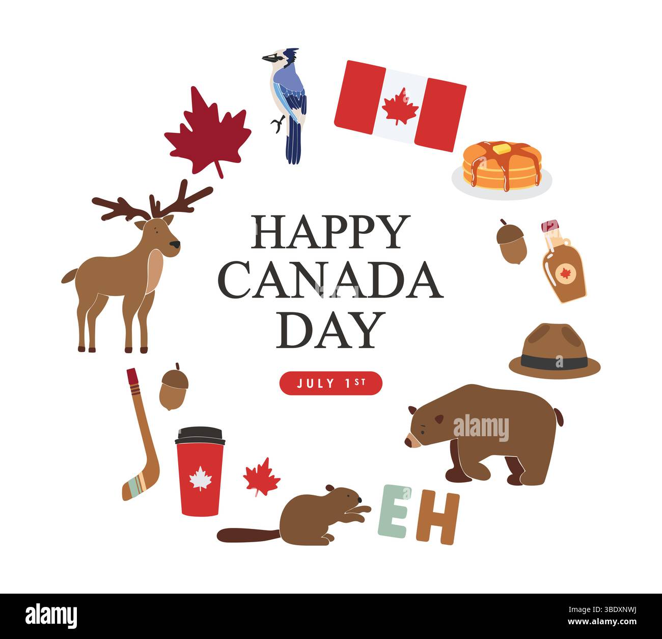 Canada day elements collection. Design for posters, banner, greeting ...