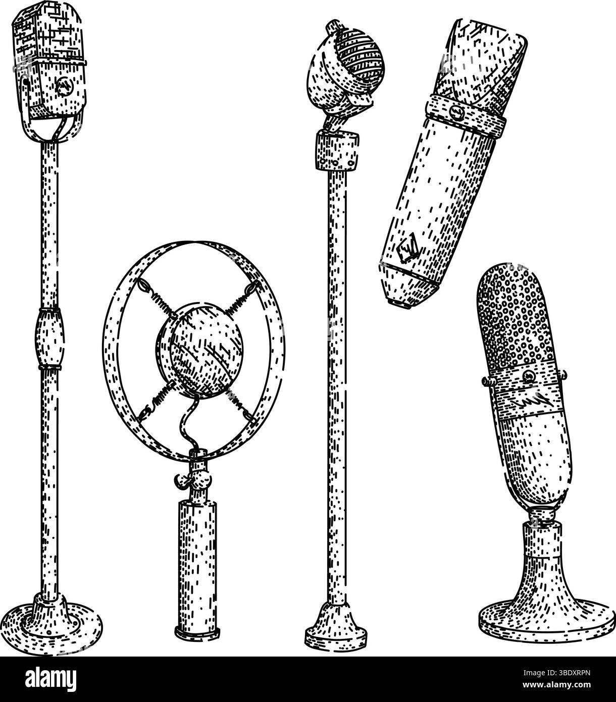 microphone set sketch hand drawn vector Stock Vector Image & Art - Alamy