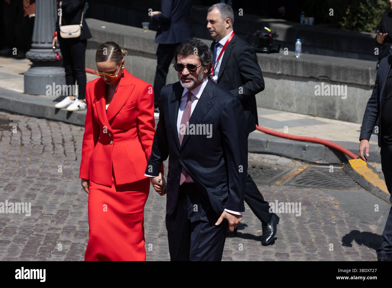 Tbilisi Mayor Kakha Kaladze and his wife Anouki Areshidze arrive at the ...