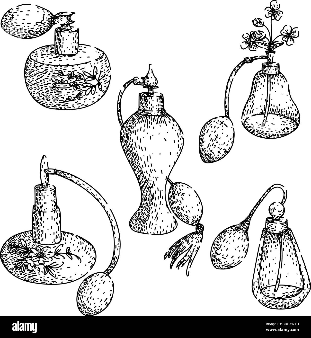perfume automizer set sketch hand drawn vector Stock Vector Image & Art - Alamy