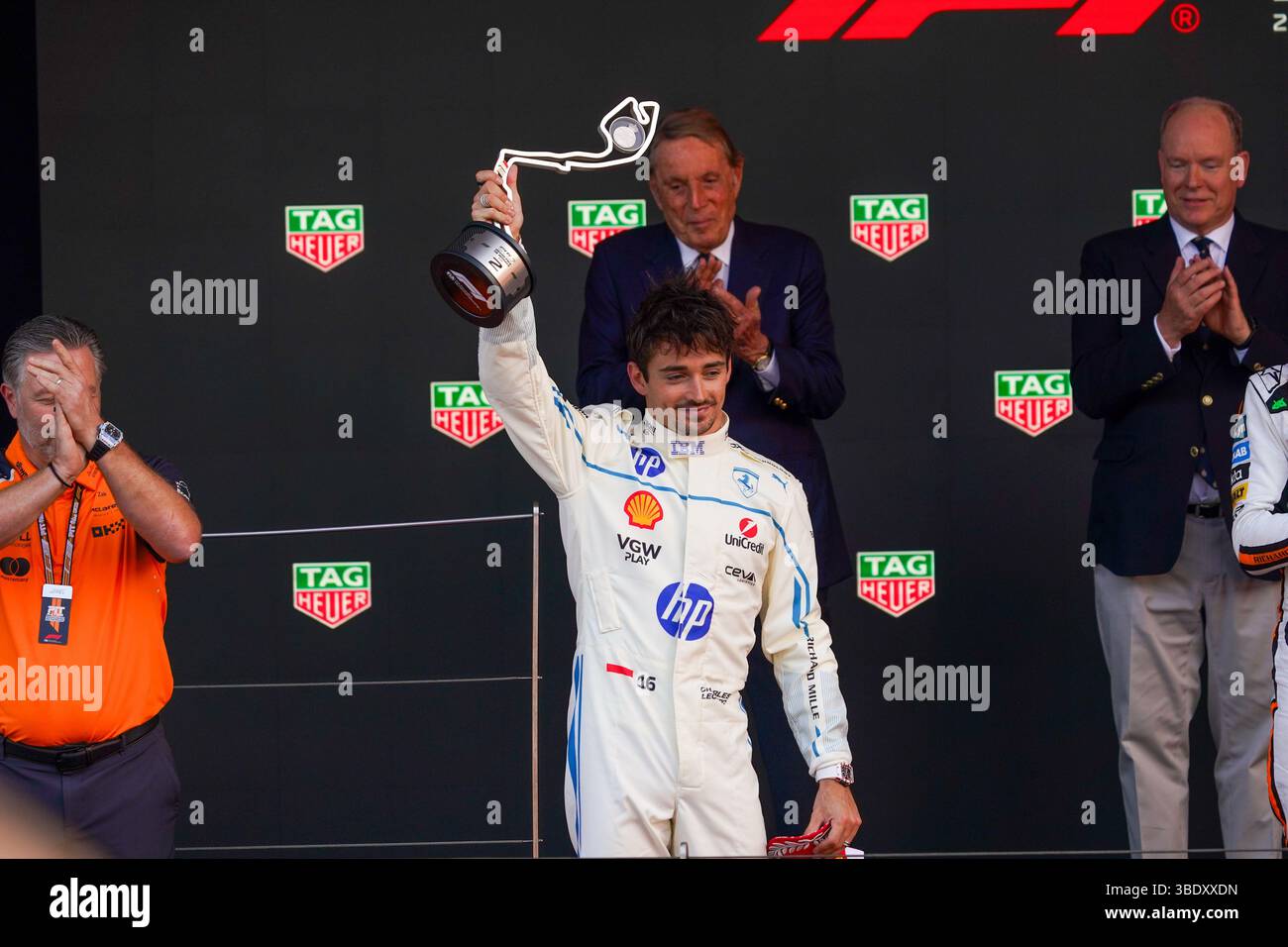Charles Leclerc celebrates with the cup during the Race of the Formula ...