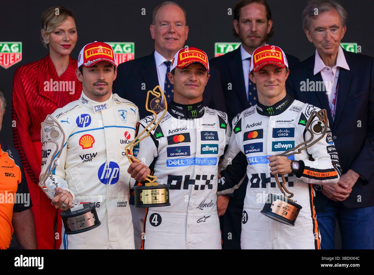The podium with Lando Norris, Charles Leclerc and Oscar Piastri during the Race of the Formula 1 ...
