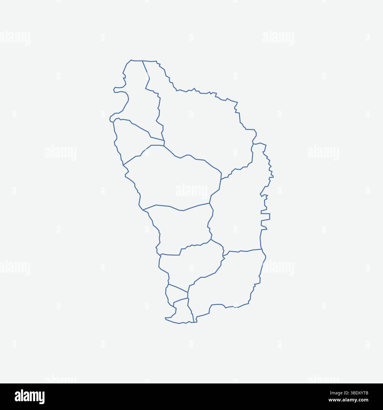 Minimalist map Dominica. Outline map with division to region. Dominica ...