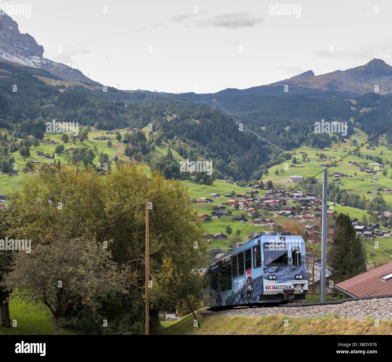 Grindelwald (Switzerland) BDhe 4/8 800mm gauge rack and pinion train at ...