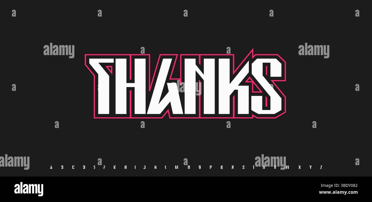Thanks lettering in esport bold font style with outline effect. Great ...