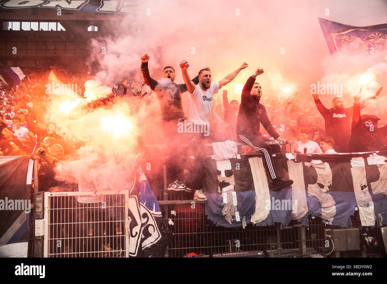 Copenhagen, Denmark. 25th May, 2025. Fans of F.C. Copenhagen cheer with ...