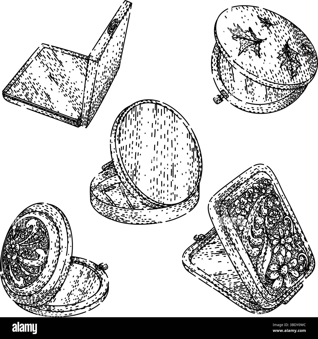 pocket mirror set sketch hand drawn vector Stock Vector Image & Art - Alamy