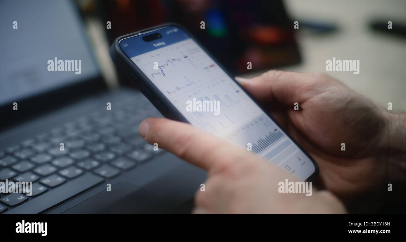 Employee watching online trading lesson hi-res stock photography and ...