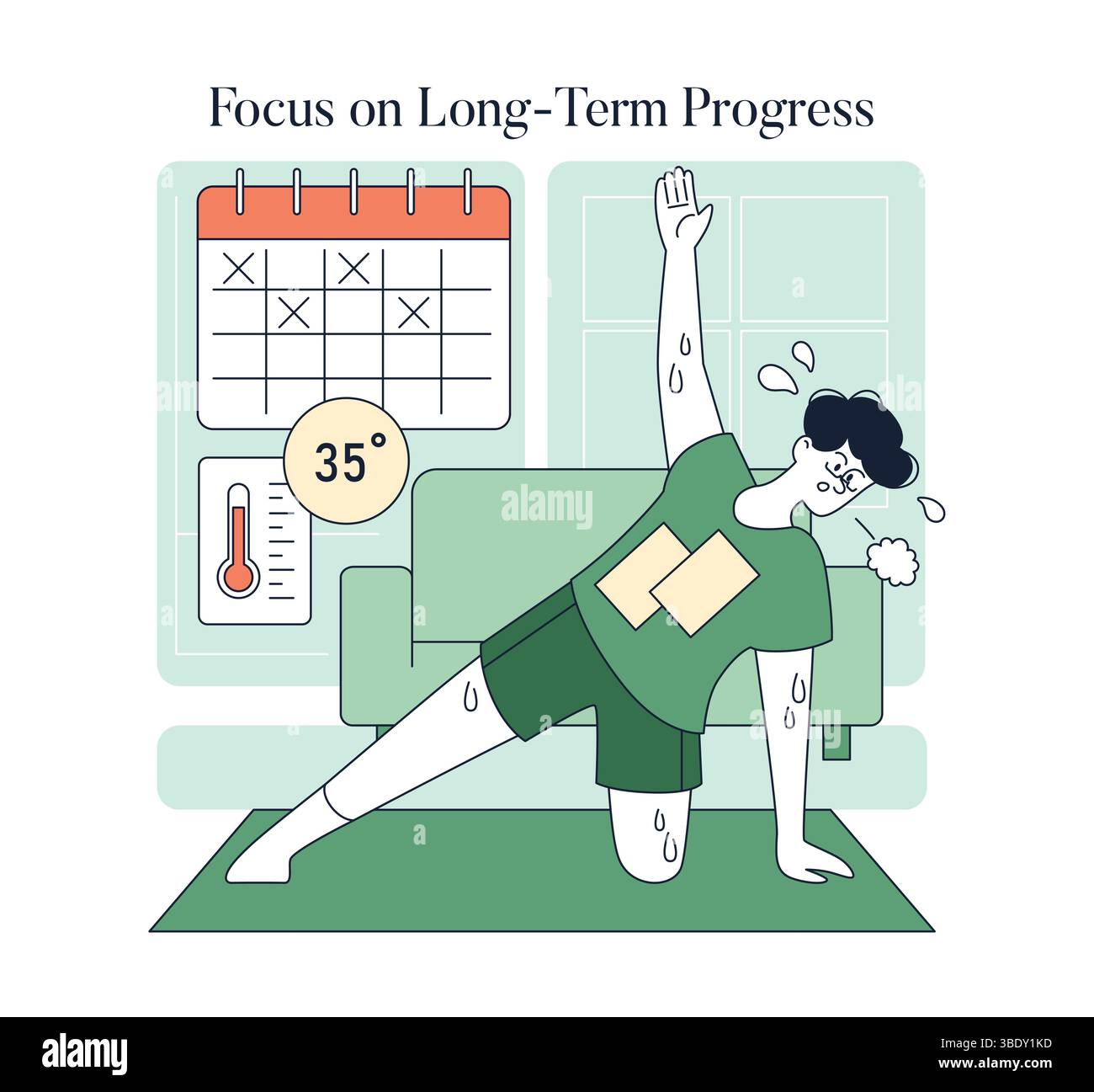 Illustration conveying the importance of long-term progress in Pilates ...