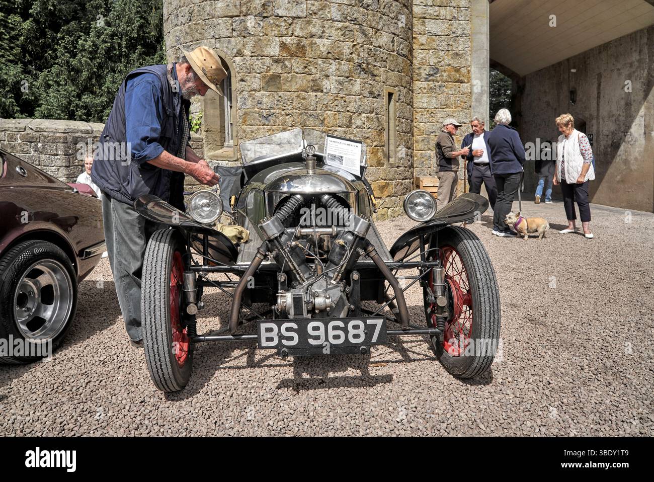 Morgan 3 Wheeler Aero, 1928, vintage car, Eastnor Castle, English. UK ...