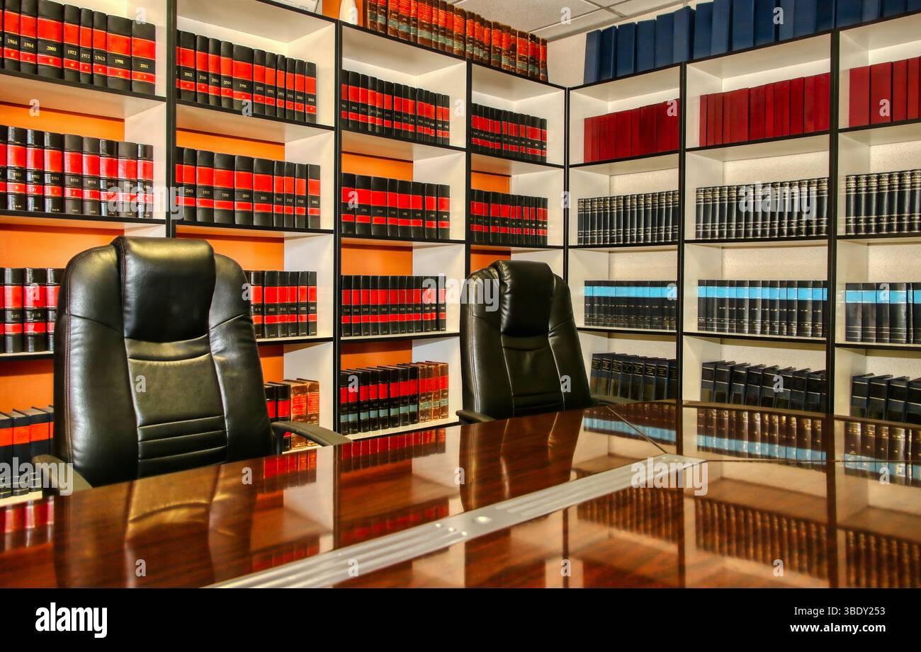 knowledge law books, in a bookshelf, conference room with office chairs ...