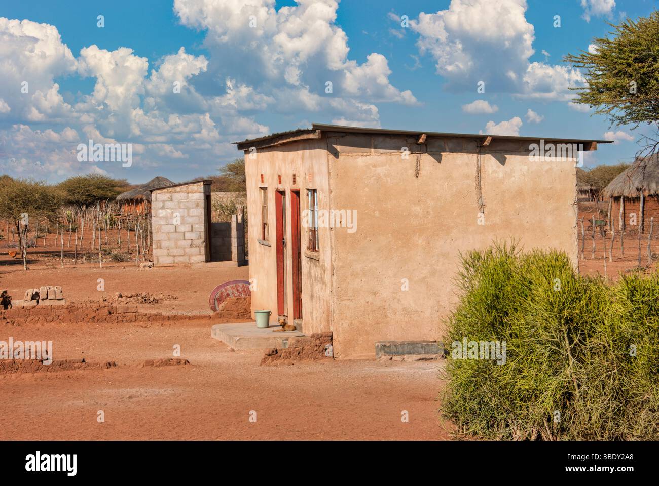 traditional African shack in a village, hut poverty accommodation house ...