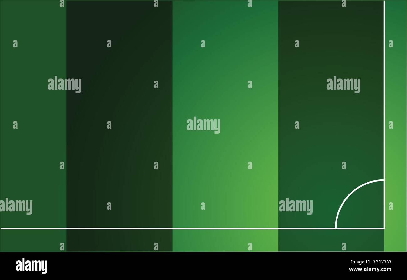A green football field is depicted with white lines marking the corner ...