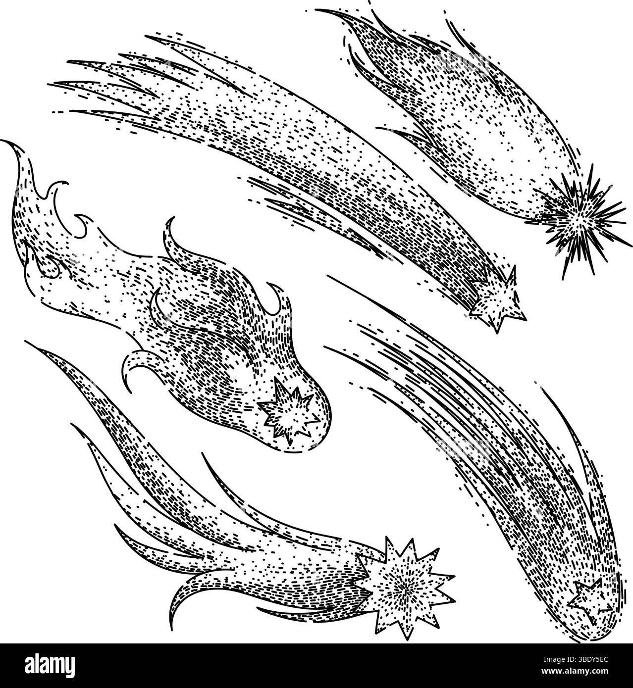 shooting star set sketch hand drawn vector Stock Vector Image & Art - Alamy