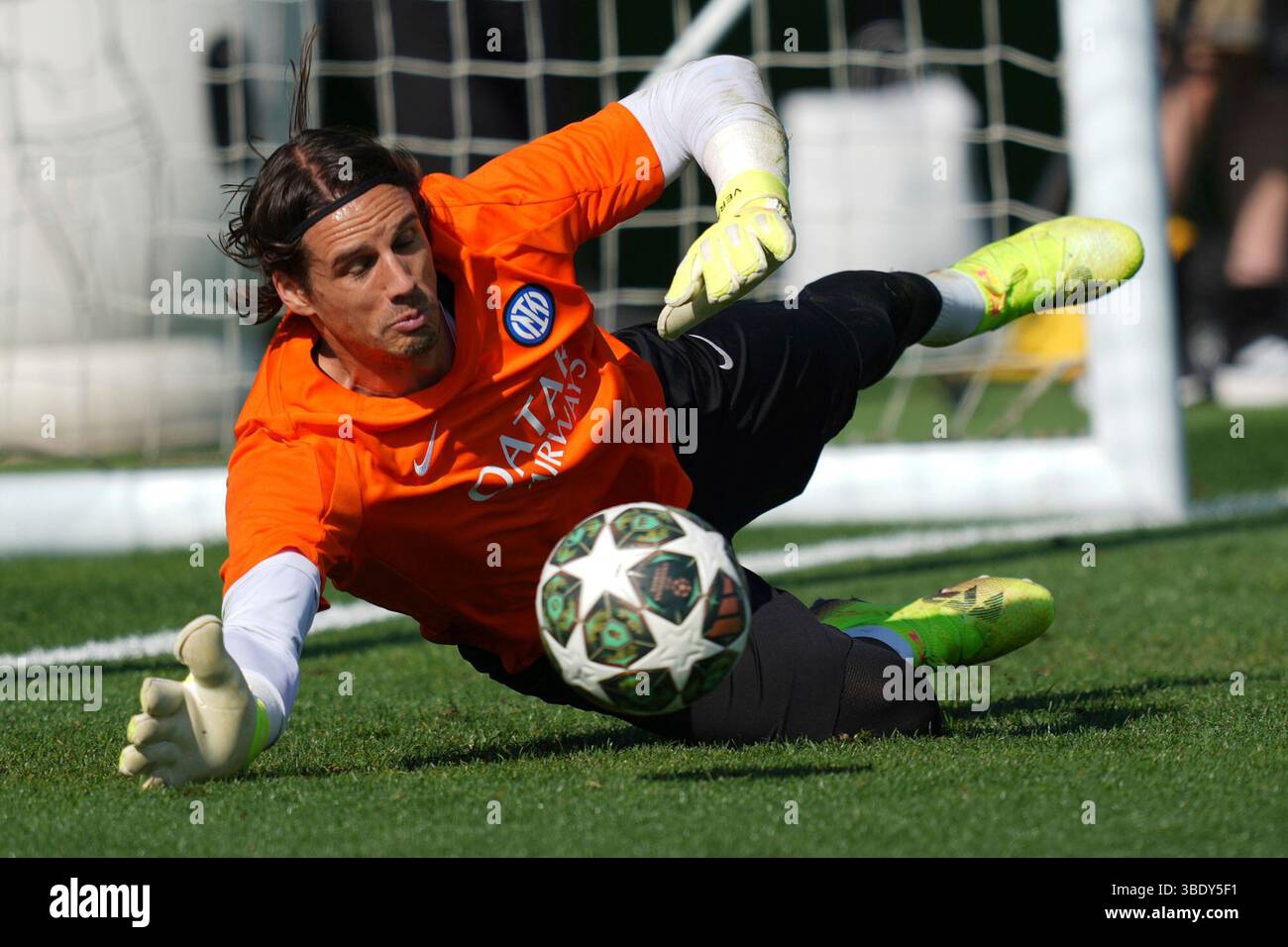Inter Milan's goalkeeper Yann Sommer saves during a training session of ...