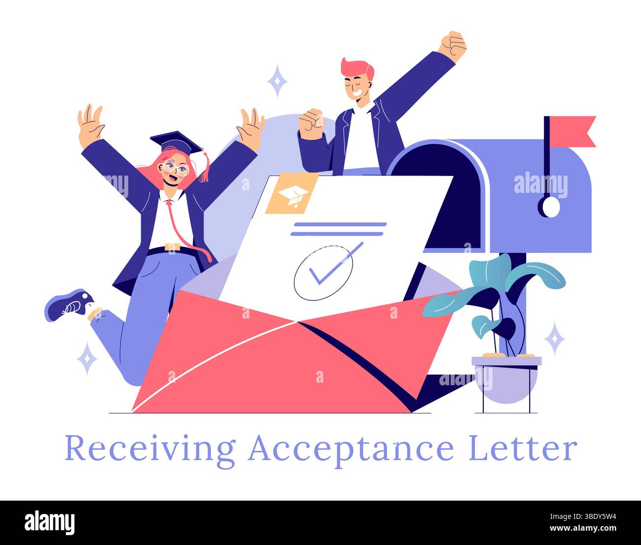 Illustration showcases the excitement of students receiving college ...