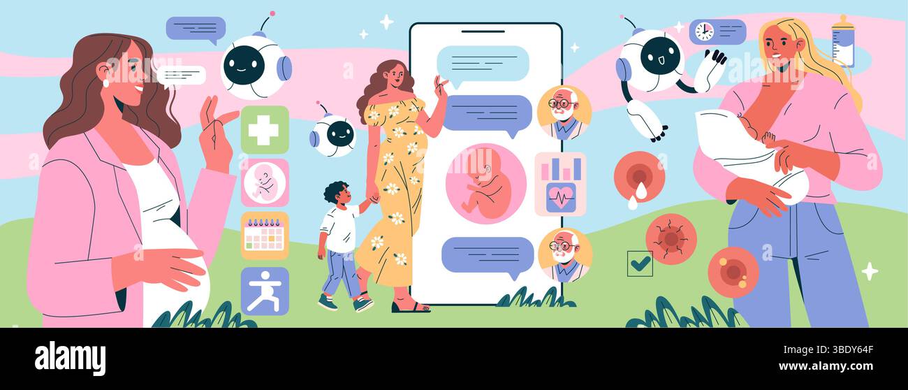 AI Pregnancy Counselor illustration. This artwork portrays the ...