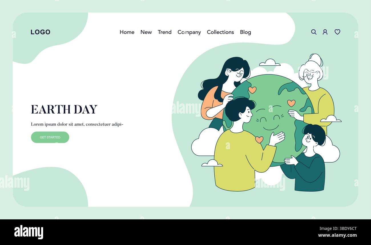 Earth Day illustration. People engage in celebrating and promoting ...