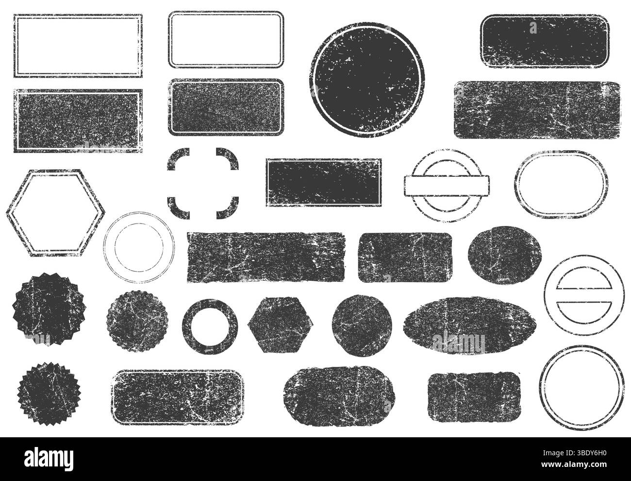 Stamps frames vector icon shape set. Black Stamp grunge ink rubber ...