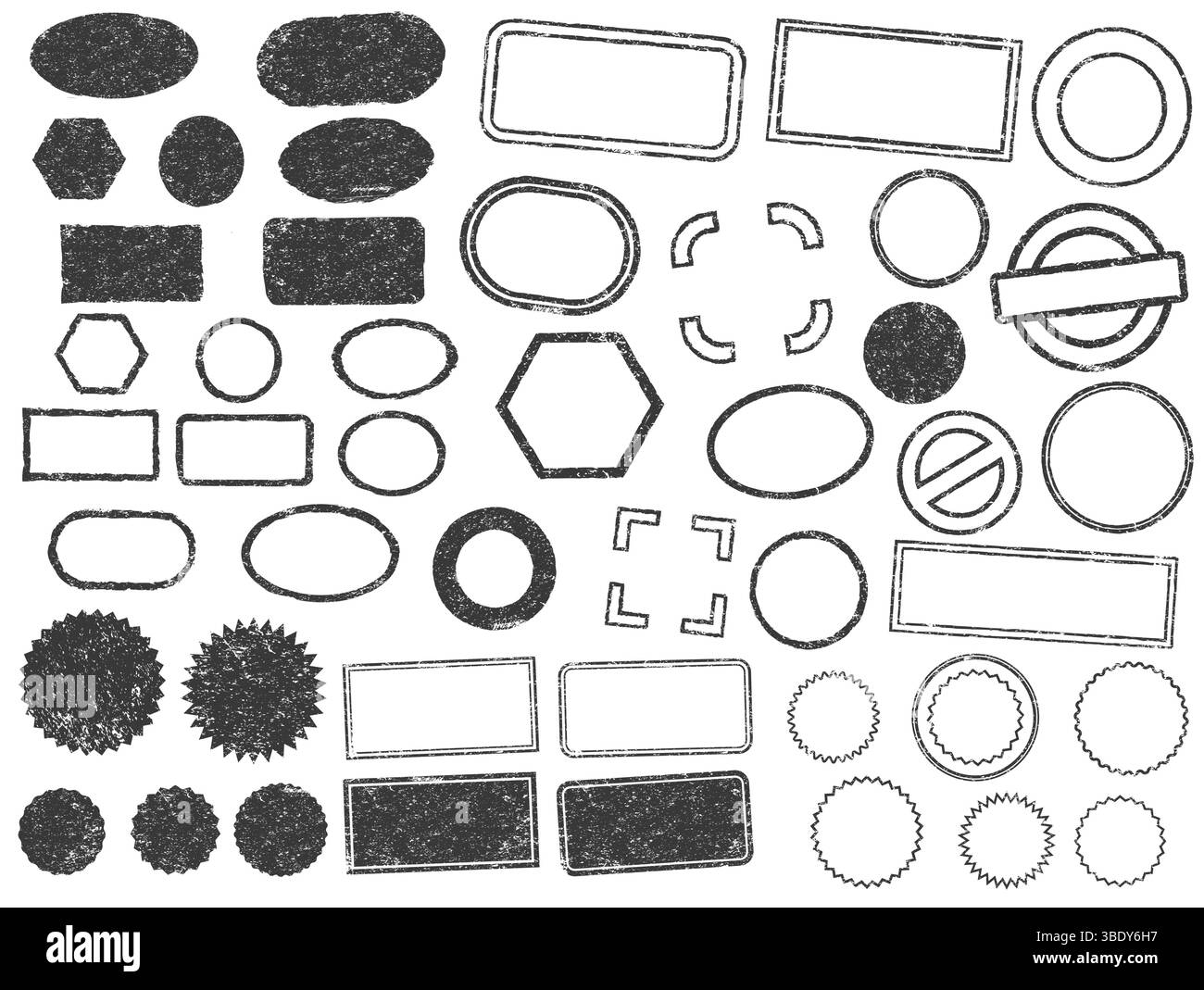 Stamps frames vector icon shape set. Black Stamp grunge ink rubber ...