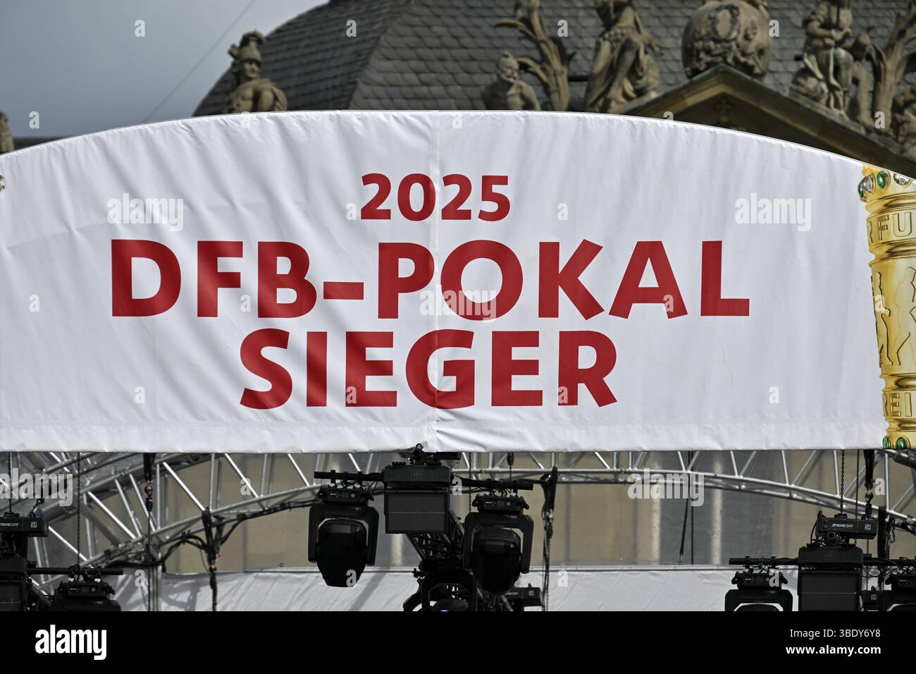 Banner, poster, DFB Cup Winner 2025, victory celebration, VfB Stuttgart ...