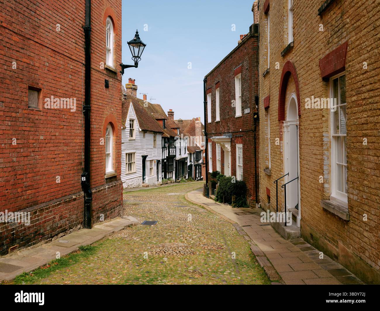 The cobbled streets of Rye an English town near the coast in East ...