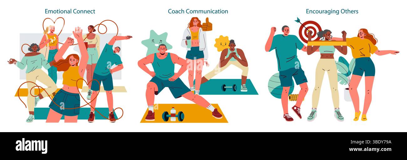 Personal Trainer set. Group fitness motivation and training support ...
