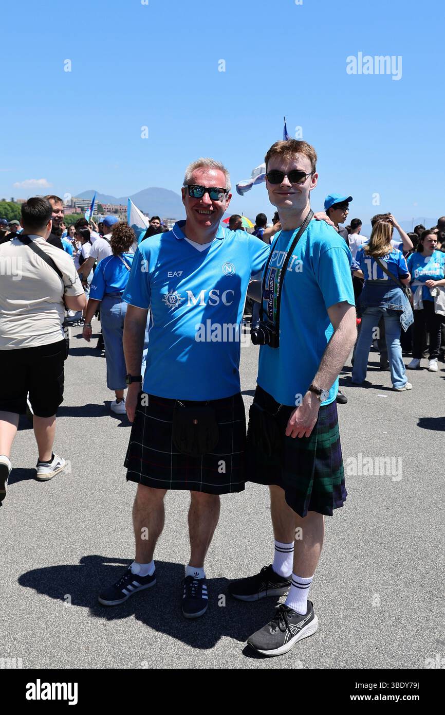 Napoli, Italy. 26th May, 2025. Two scottish fans of Napoli attend the ...