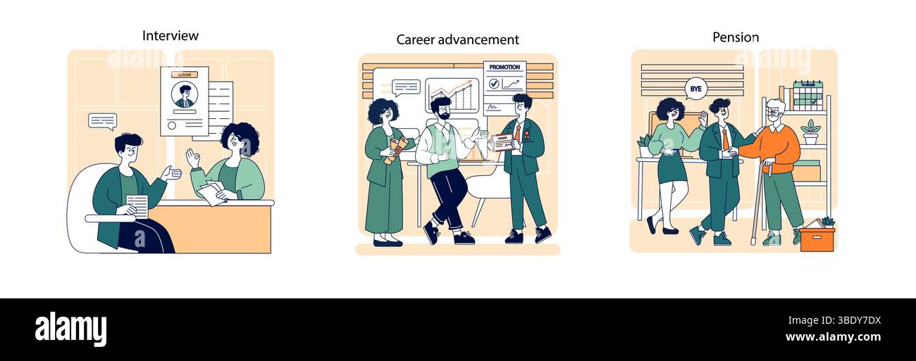 Milestone concept illustrations showing phases of a professional ...