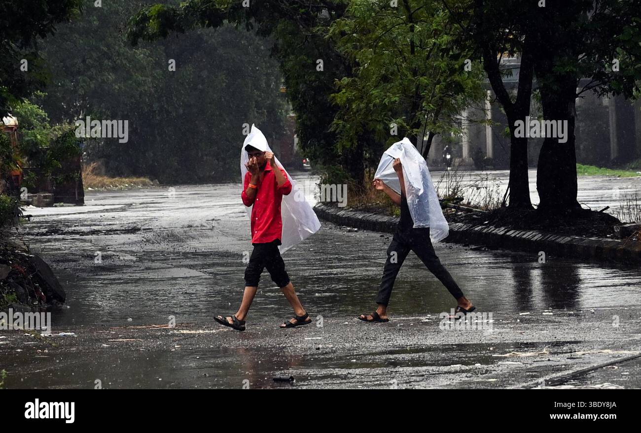 MUMBAI, INDIA - MAY 26: Waterlogging at BPT road near Mazgaon Dock after heavy rain on May 25 ...