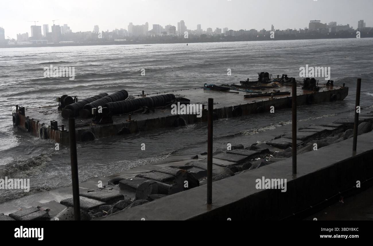 MUMBAI, INDIA - MAY 26: A barrage from the Bandra-Worli Sea Link has ...