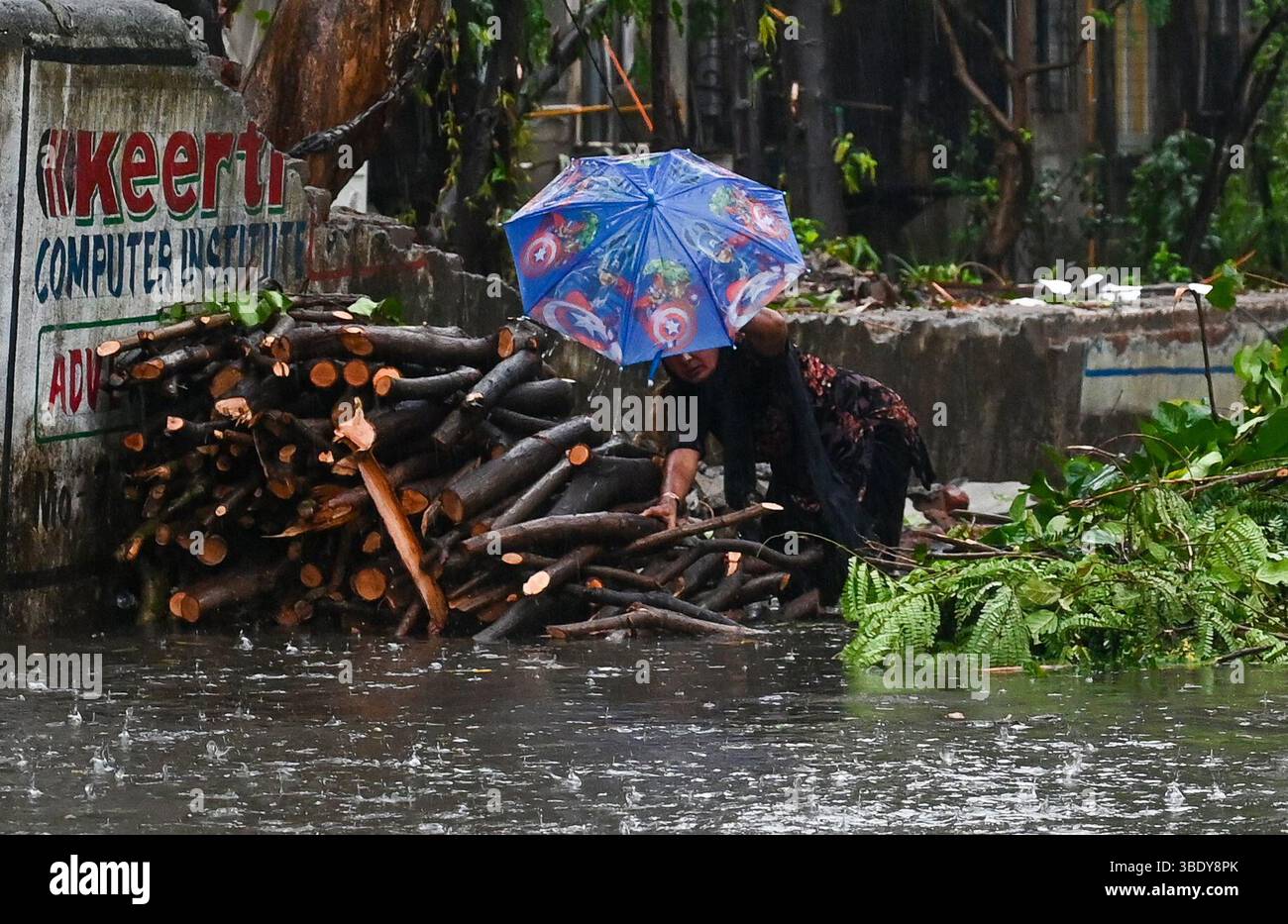MUMBAI, INDIA - MAY 26: Mumbai City witnessed heavy rain and waterlogging at Gandhi Market in ...