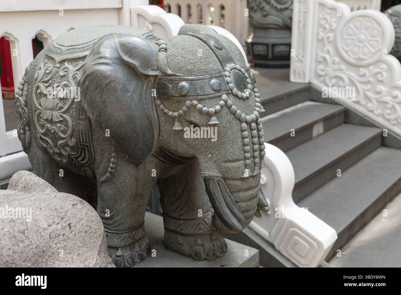 Gangaramaya Temple, Colombo, Sri Lanka. A finely detailed stone ...