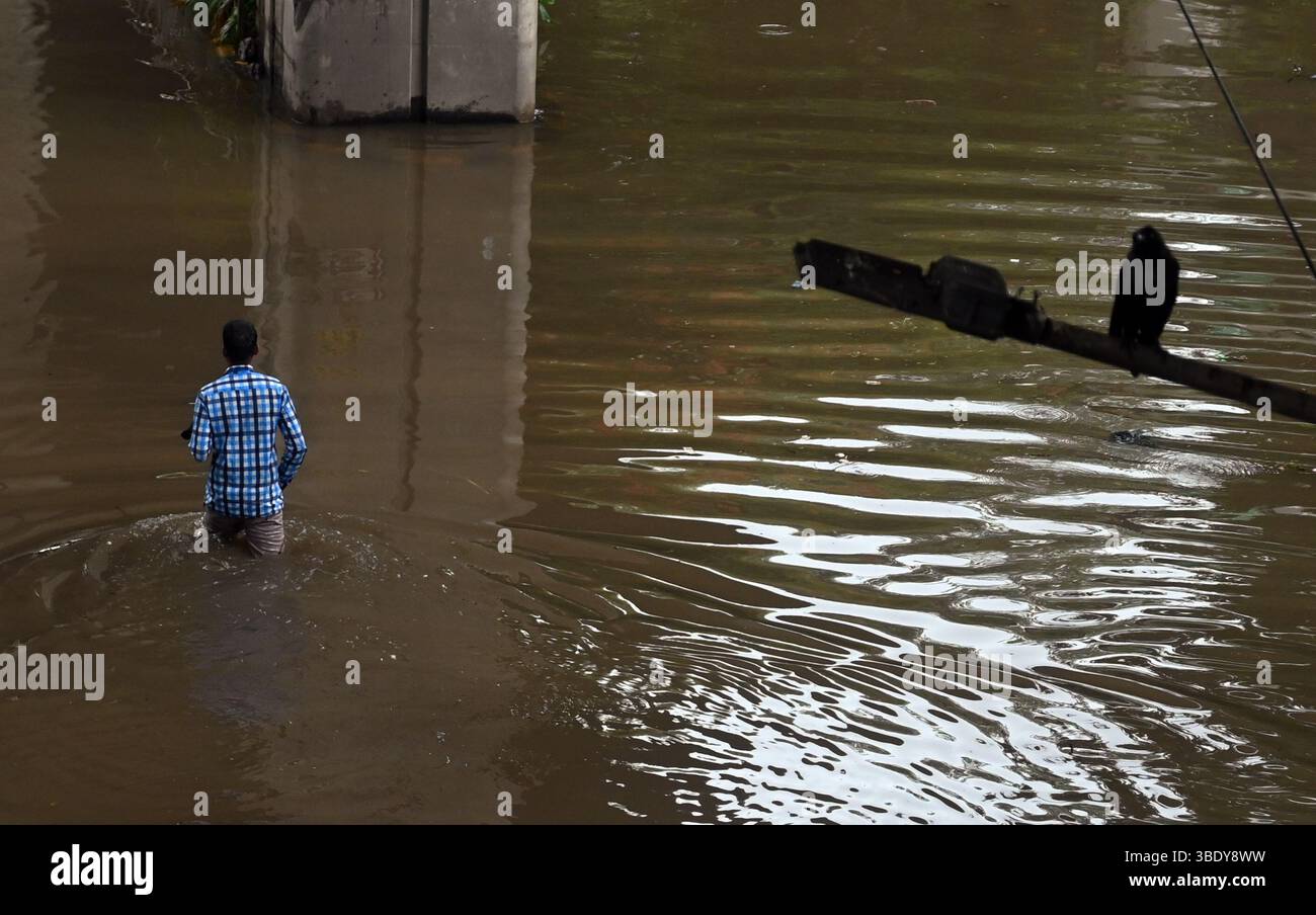 MUMBAI, INDIA - MAY 26: Waterlogging at BPT road near Mazgaon Dock after heavy rain on May 25 ...
