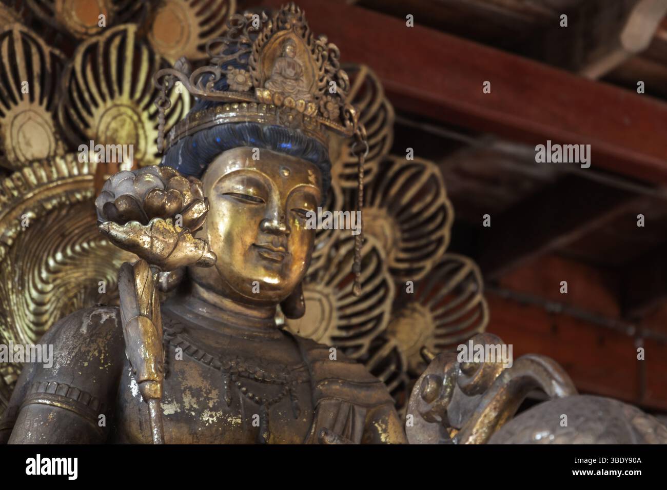 The Hindu Goddess Lakshmi statue, close up face photo. Gangaramaya ...