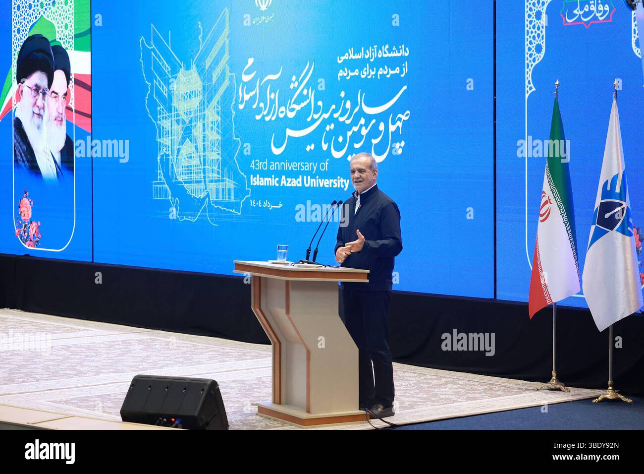 Iranian President, Masoud Pezeshkian, attends the 43rd anniversary of ...