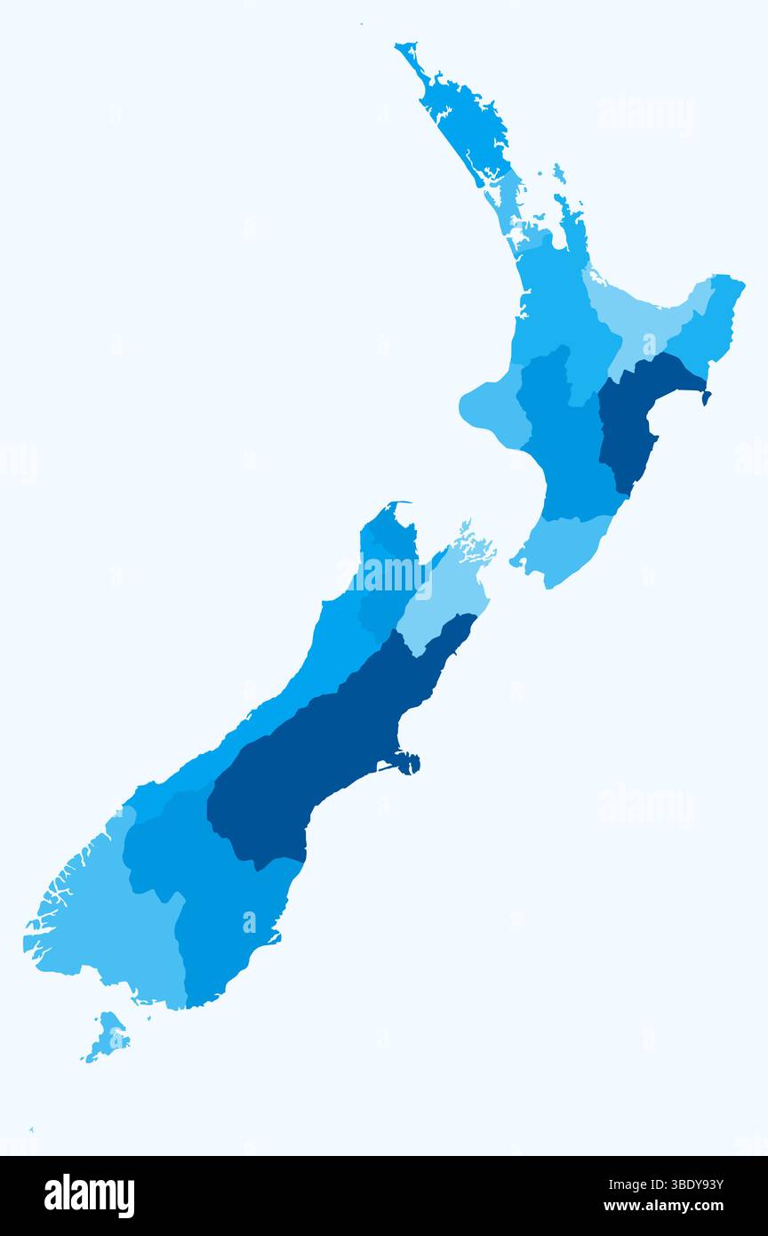 Map of New Zealand with regions. Just a simple country border map with ...