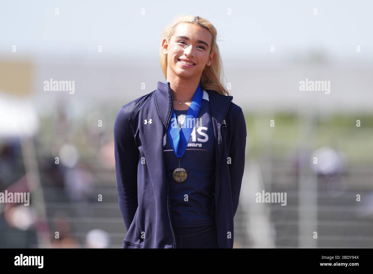 Transgender athlete AB Hernandez of Jurupa Valley poses with gold medal ...