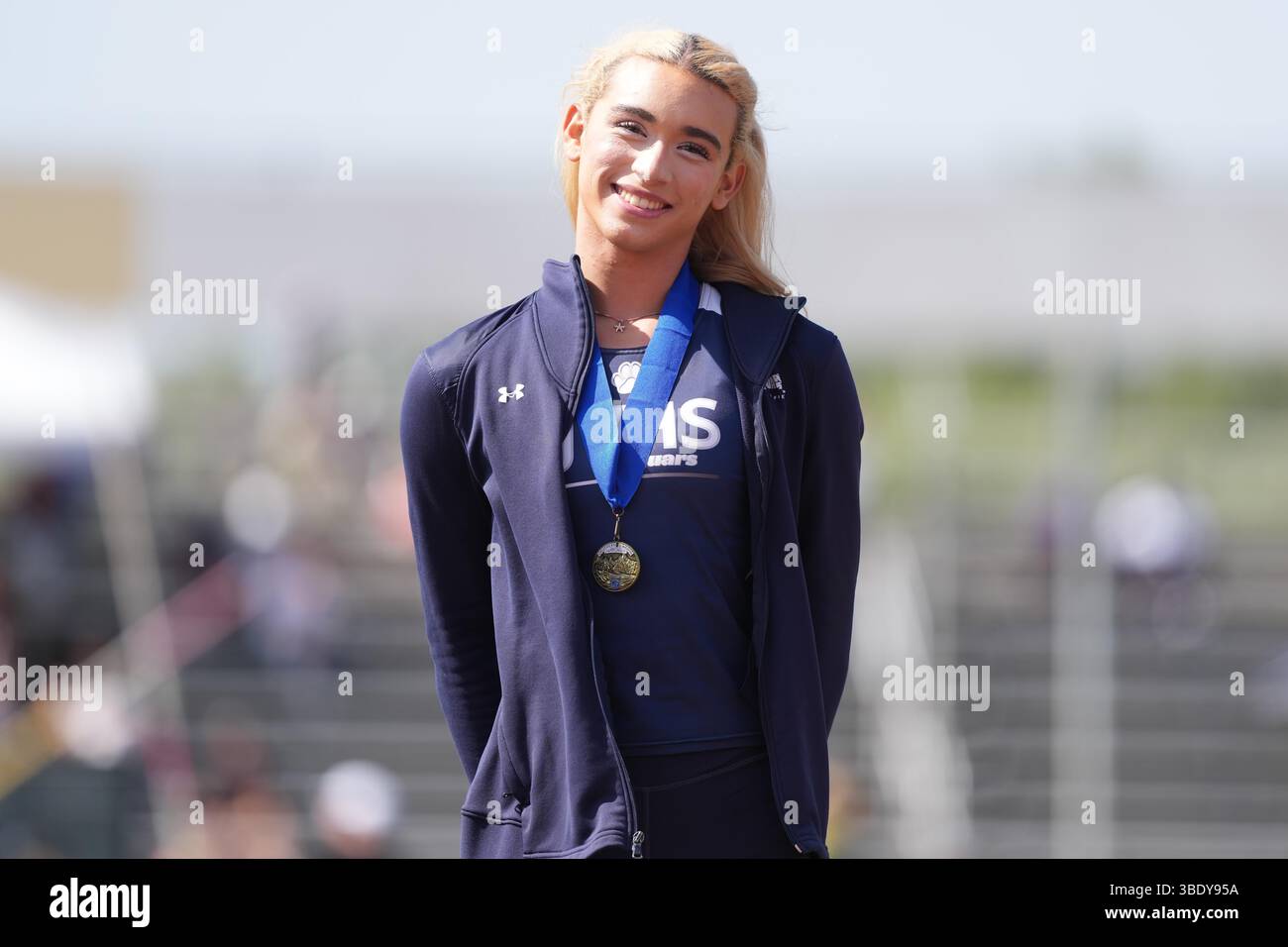 Transgender athlete AB Hernandez of Jurupa Valley poses with gold medal ...
