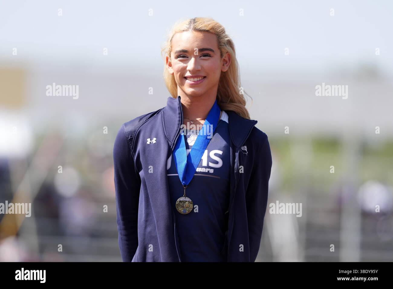 Transgender athlete AB Hernandez of Jurupa Valley poses with gold medal ...