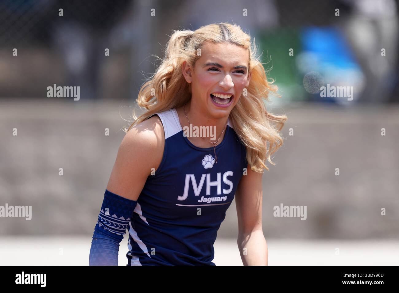 Transgender athlete AB Hernandez of Jurupa Valley celebrates after ...