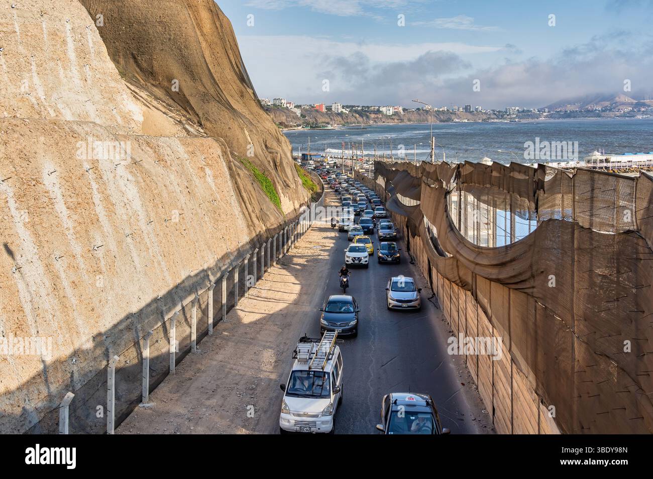 Lima, Peru – March 12, 2025: Heavy traffic during daylight with many ...
