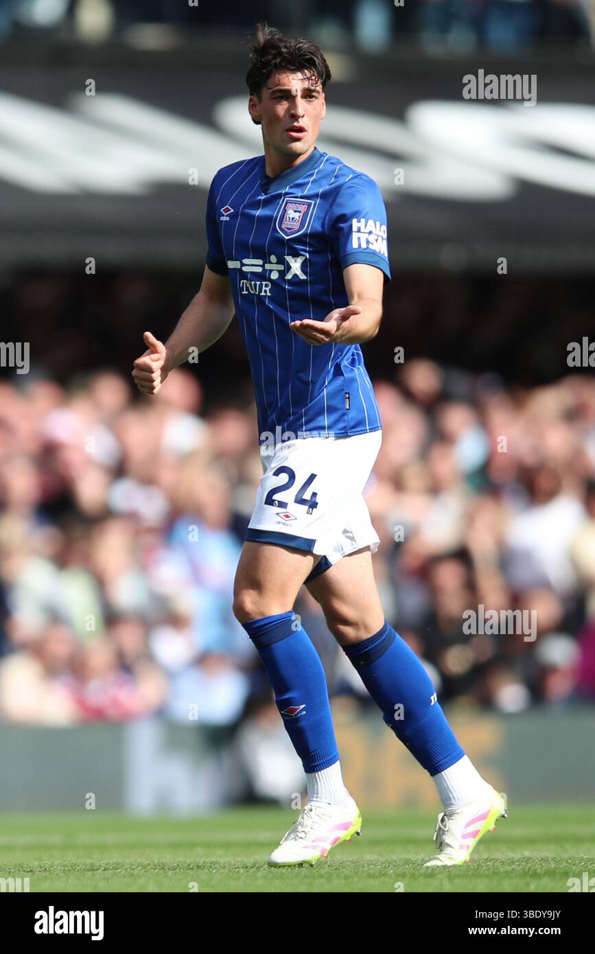 Ipswich Town's Jacob Greaves during the Premier League match at Portman Road, Ipswich. Picture ...