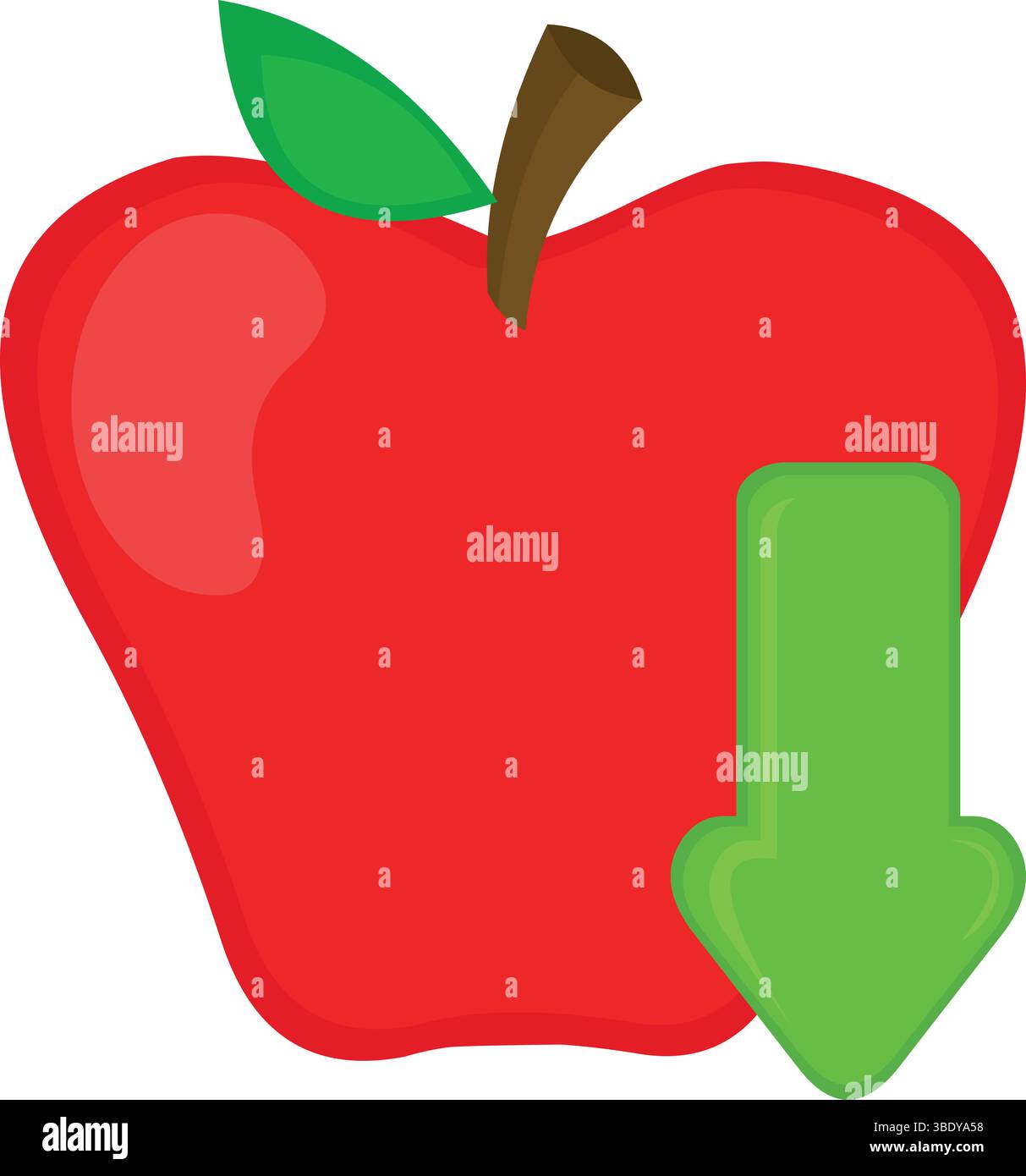 vector illustration red apple and green color arrow pointing down ...